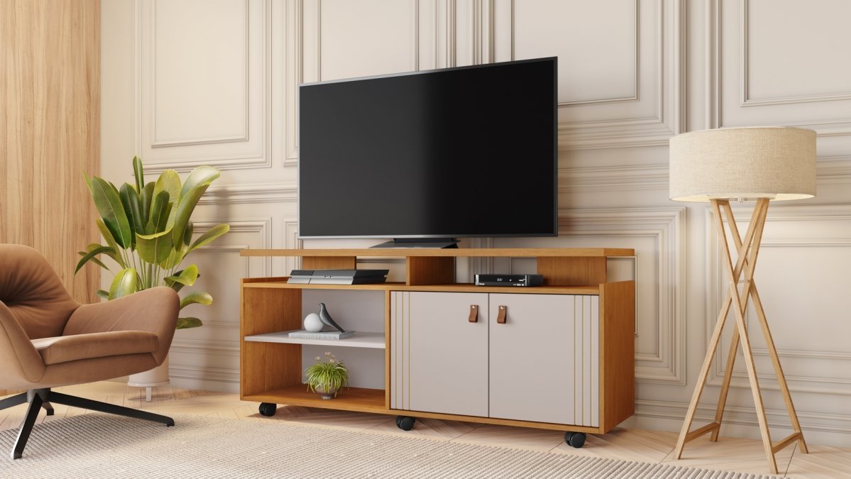 Rack Ilustre para TV até 55 polegadas JCM Moveis Cinamomo/Off White ...