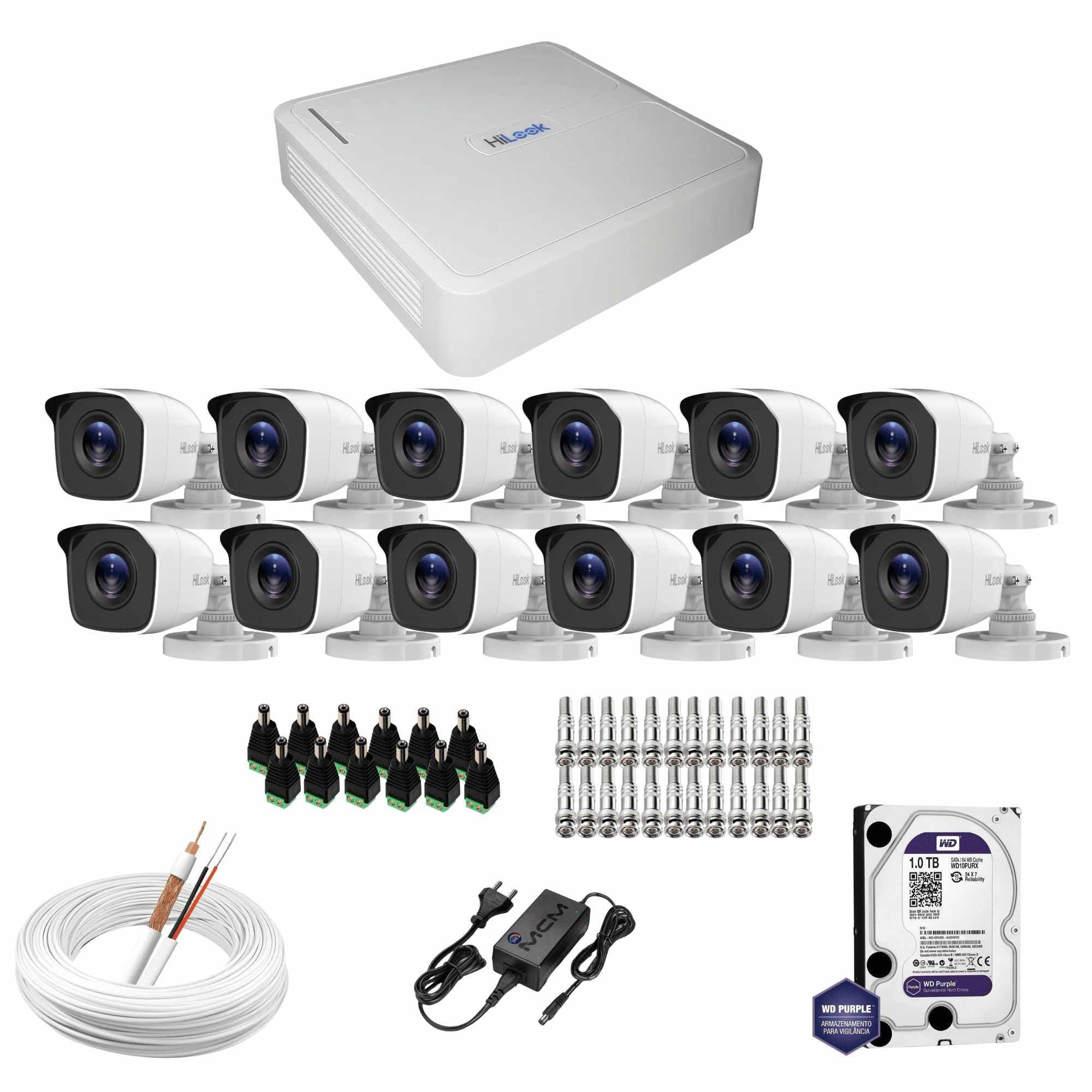 Kit 12 Câmeras de Segurança Hilook Bullet Hd Thc-b120c-p 1080p 2mp Uso ...