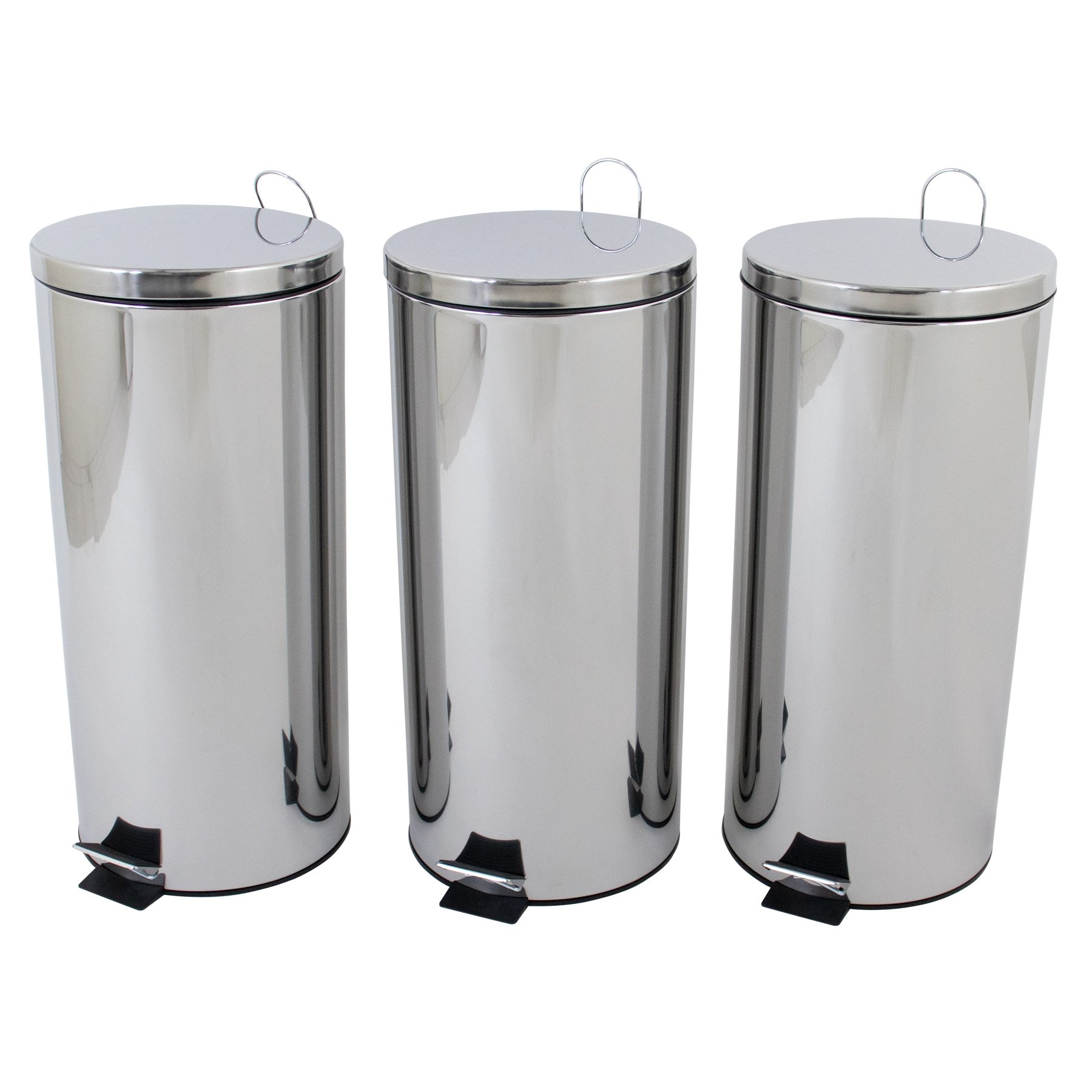 Kit 3 lixeiras aço inox de 30 litros Healer | MadeiraMadeira
