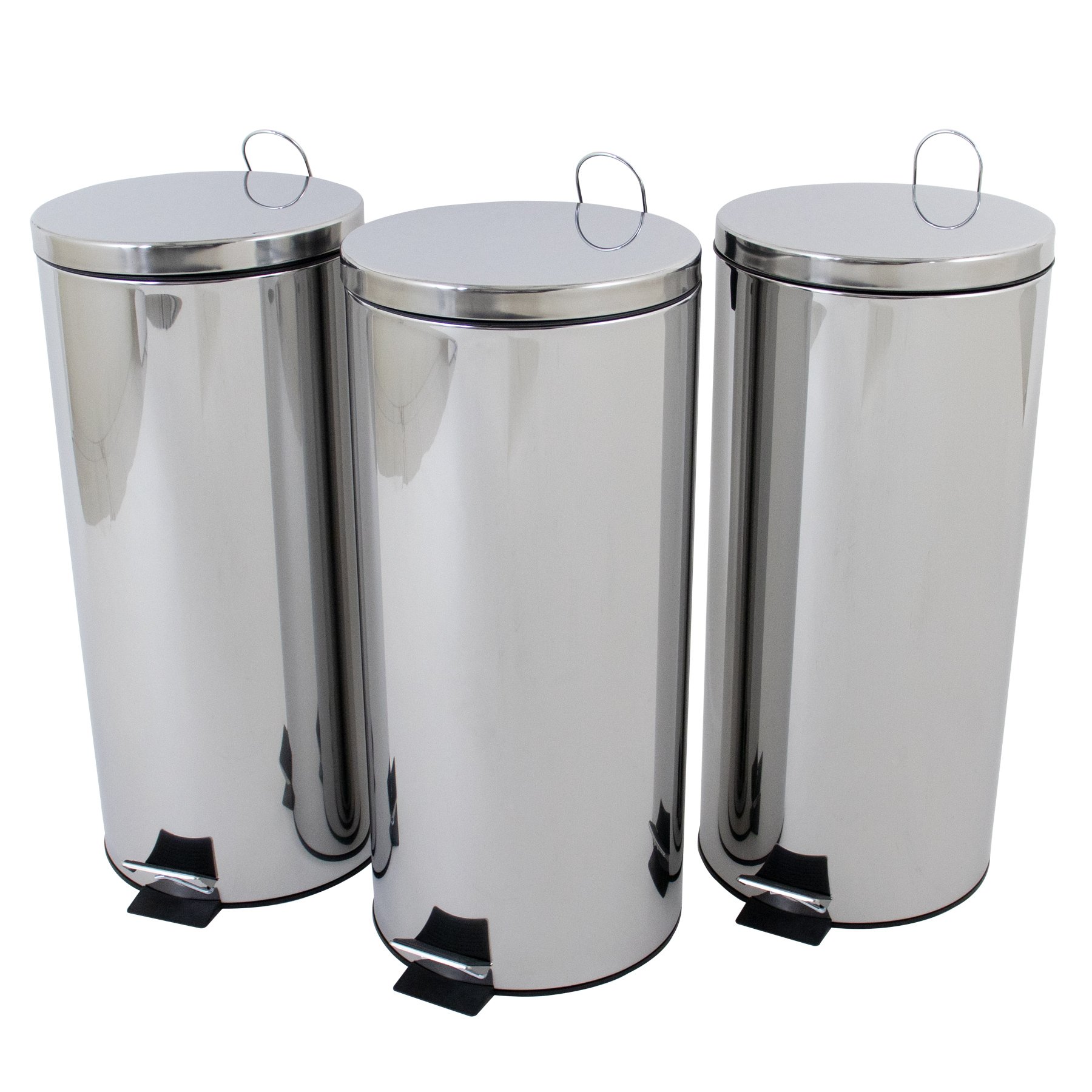 Kit 3 lixeiras aço inox de 30 litros Healer | MadeiraMadeira