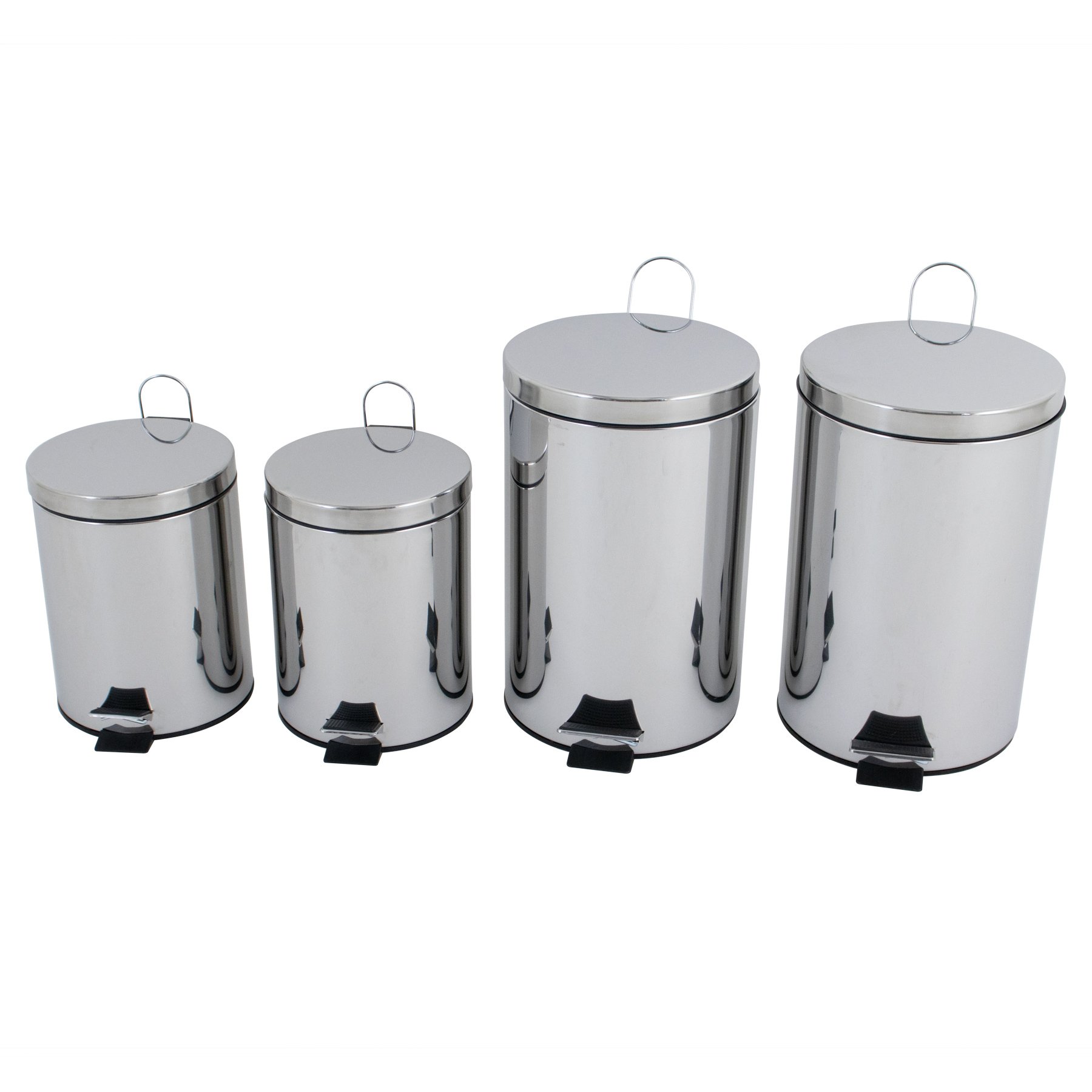 Kit lixeiras inox 2 de 5 litros + 2 de 12 litros Healer | MadeiraMadeira