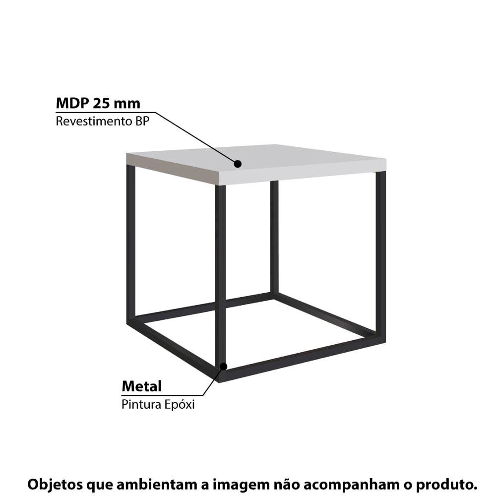 Mesa de Centro Industrial Cube 38 cm - Branco/Preto | MadeiraMadeira