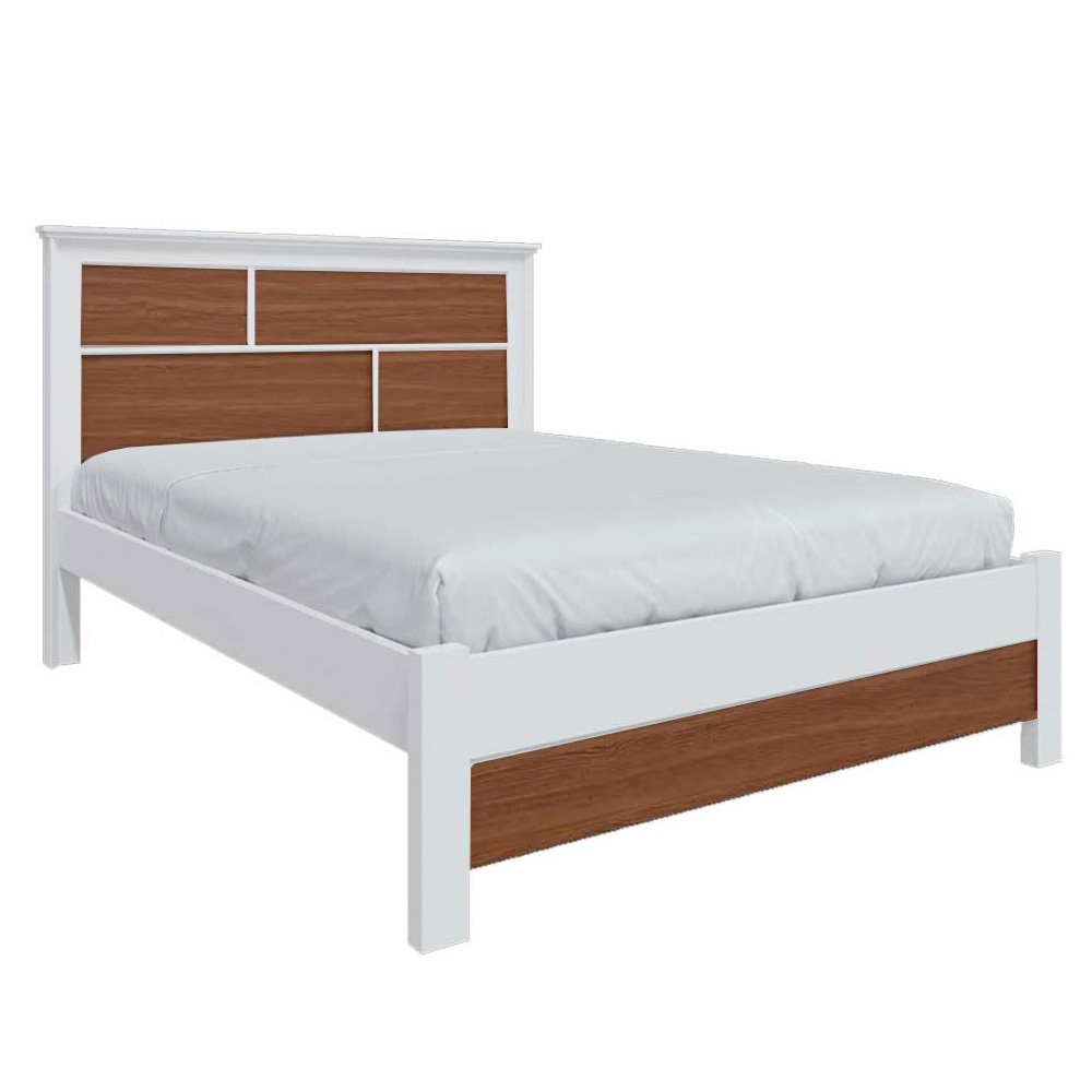 Cama de Casal Pontal Plus 1,60 Móveis Rimo Branco/Freijo | MadeiraMadeira