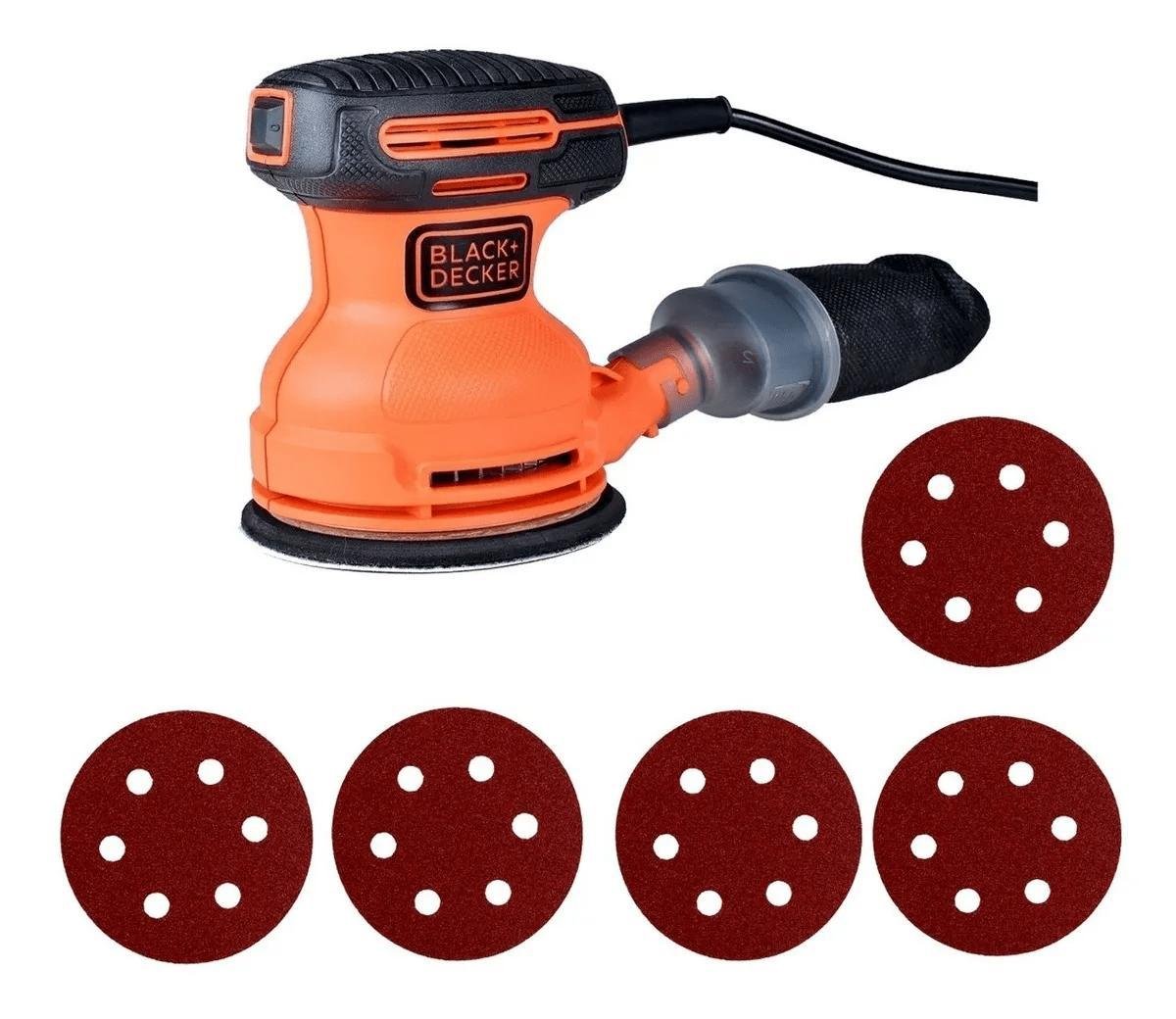 Lixadeira Roto Orbital Madeira 200W Black+Decker + 5 Lixas | MadeiraMadeira