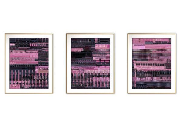 Quadro mdf 45x96 dourado formas abstratas mod 274 | MadeiraMadeira