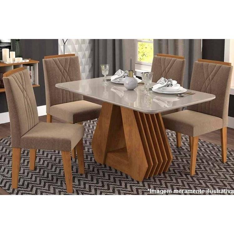 Cadeira Sala de Jantar Nicole Kit 6 Un Nature/Suede Joli - Cimol ...