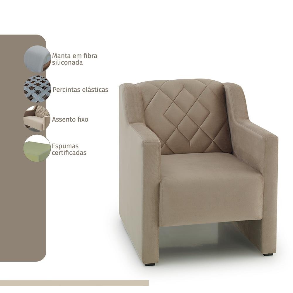 Poltrona Ios 67cm Bege Estofama | MadeiraMadeira