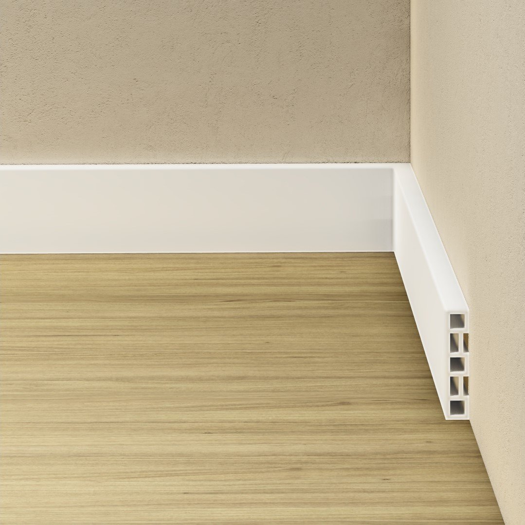 RODAPÉ -GUARNIÇÃO PVC 7cm LISO BRANCO - KIT COM 15 BARRAS | MadeiraMadeira