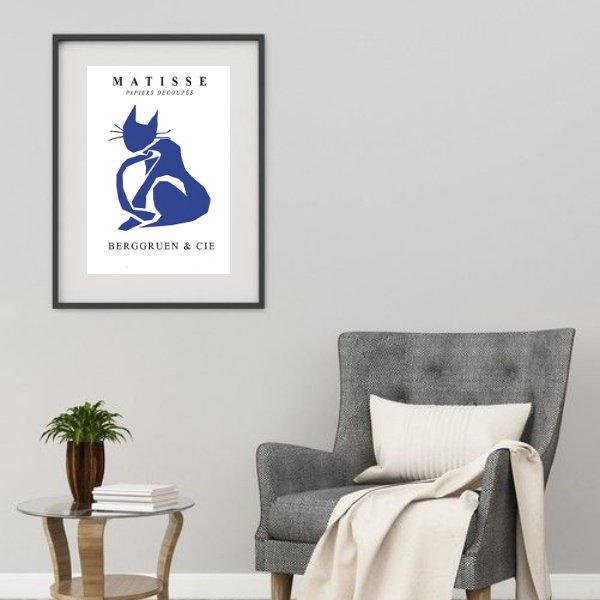 Quadro Matisse Gato - 60x48cm:moldura Preta | MadeiraMadeira