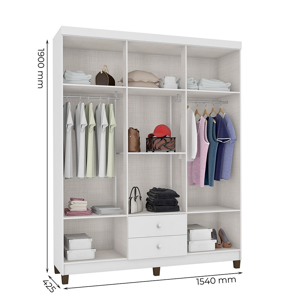 Guarda-Roupa Infantil 6 Portas 2 Gavetas Doce Sonho Branco Dfabrica ...