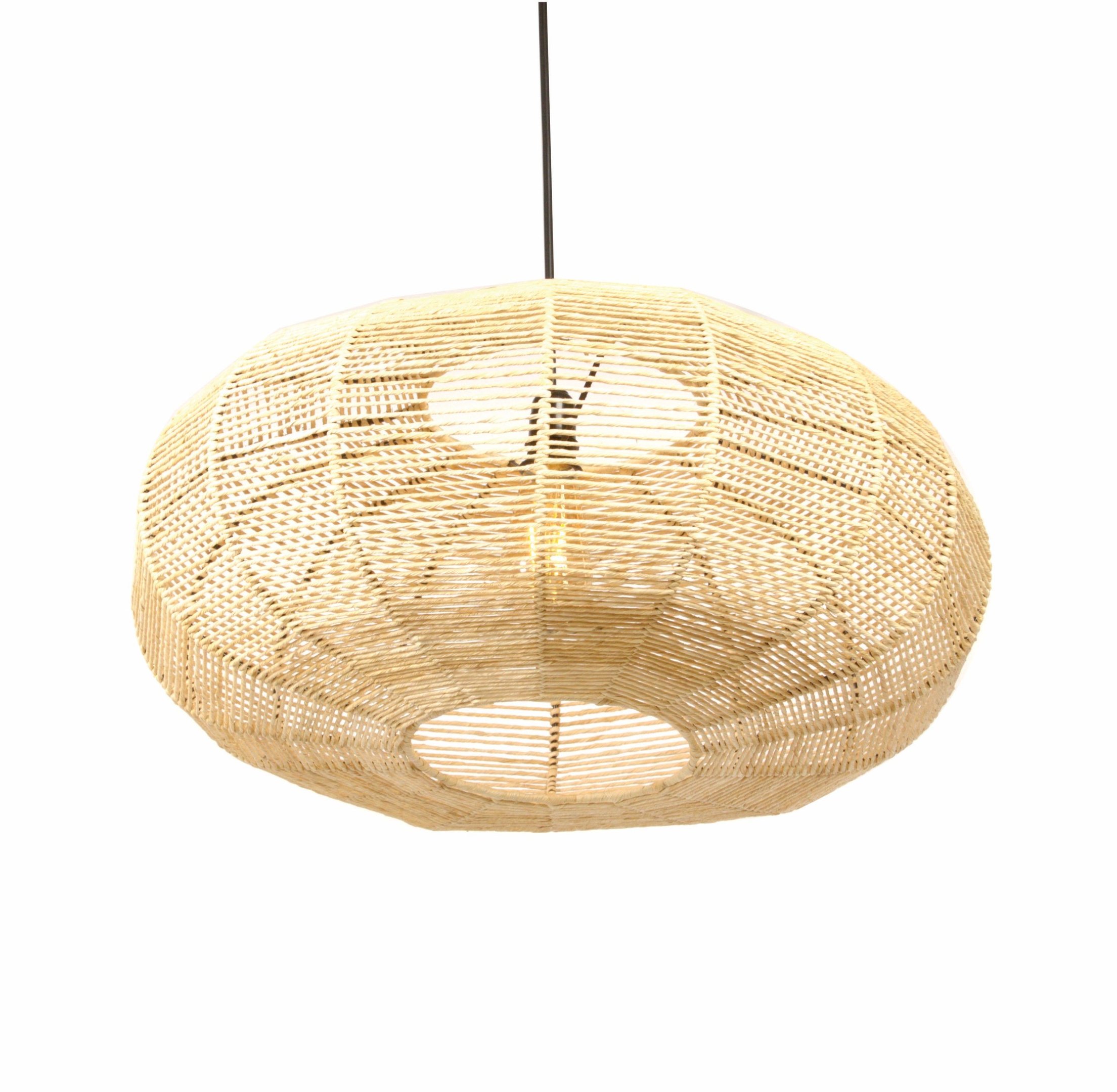 Lustre Rustico Palha Sala Quarto Grande Disco 58x23 com Fio ...