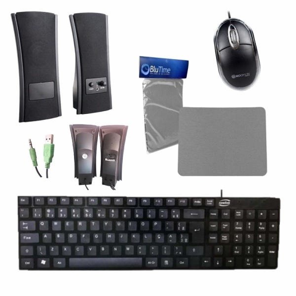 Kit 4 em 1 Teclado Mouse Caixa de Som Mousepad | MadeiraMadeira