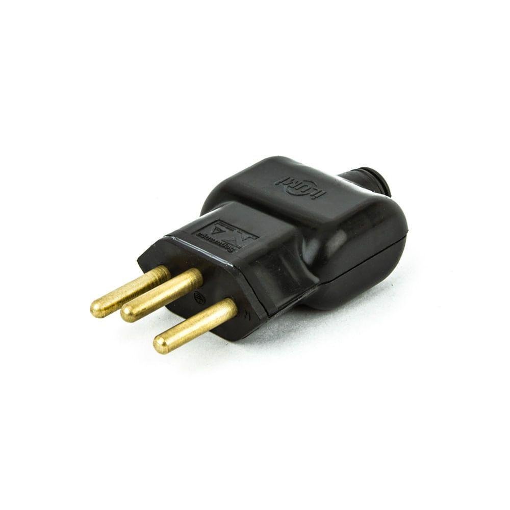 Plug Macho Elétrica Reto Tripolar 20a Novo Padrão - Preto | MadeiraMadeira