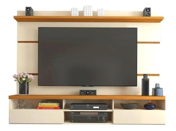 Painel Suspenso Home TV Até 72 Polegadas 2 Portas 4 Nichos E Prateleira ...