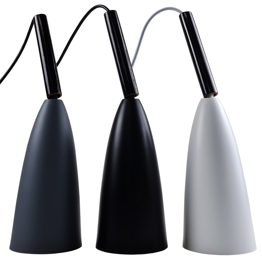 LUSTRE PENDENTE LUMINÁRIA CONE PRETO FOSCO | MadeiraMadeira