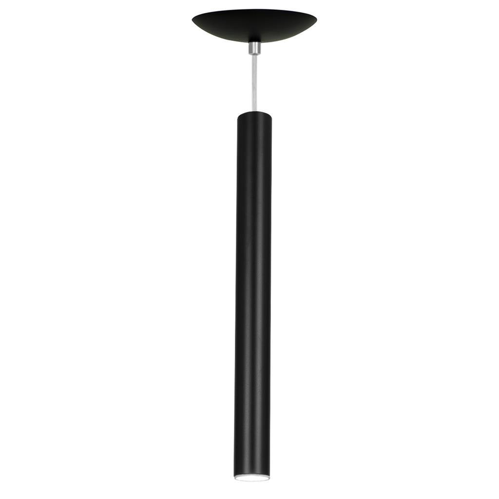 Kit 2 Pendente Tubo Cilindro Preto 50Cm + Led 3k | MadeiraMadeira