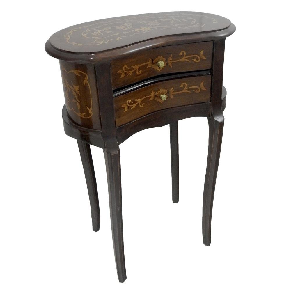 Criado Mudo Clássico Luis XV Marchetado 2 Gavetas | MadeiraMadeira