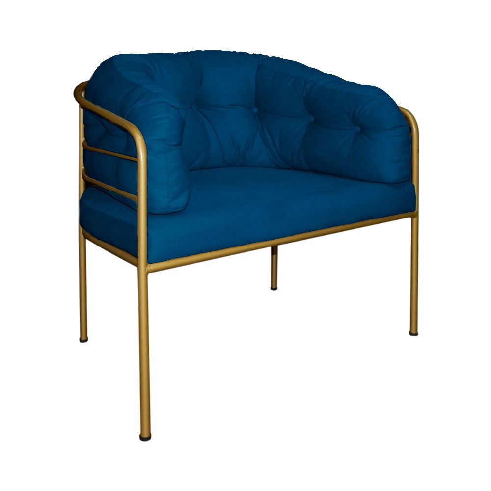 Poltrona Louise Azul Royal Base Metal Dourada - Vallisa Decor ...