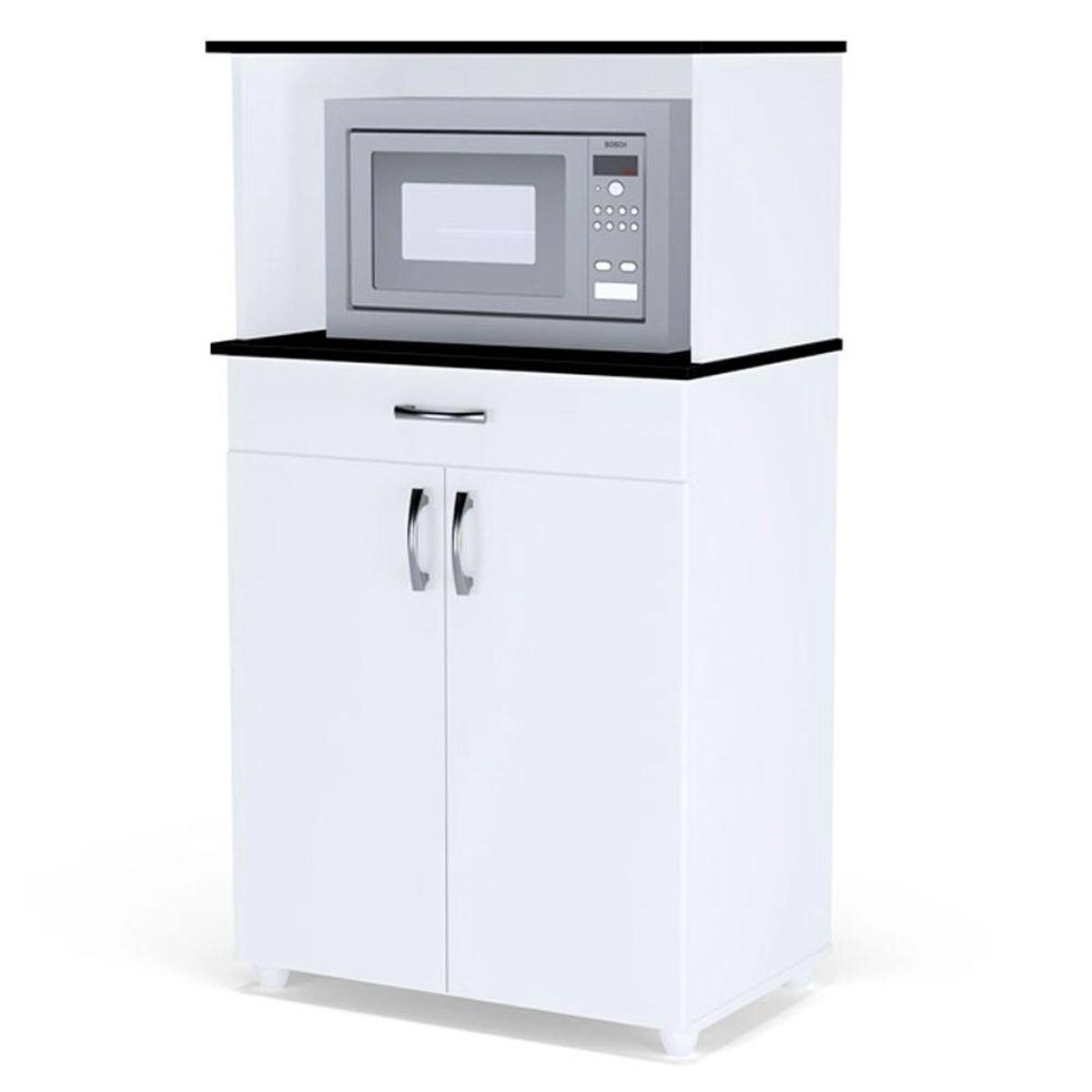 Balcão Microondas 2 Portas Carina Branco e Preto Flex Ajl Móveis ...