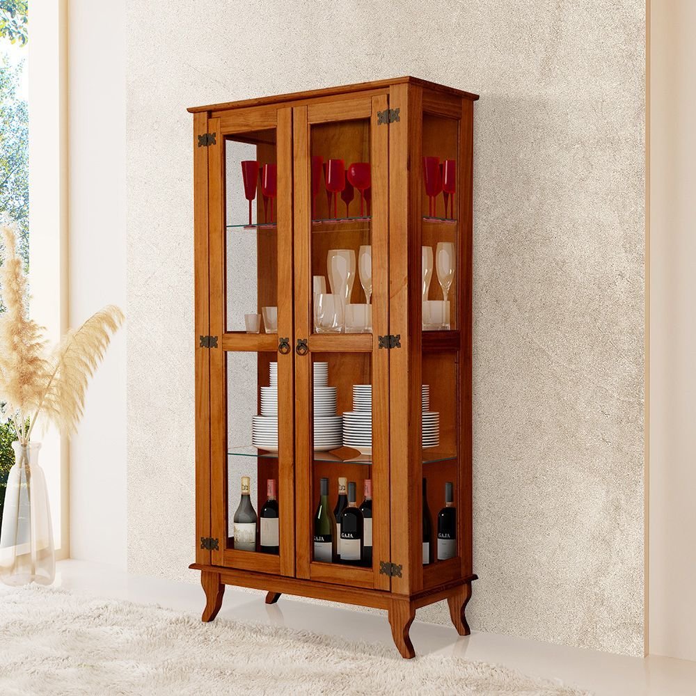 Cristaleira de Madeira Maciça Bella Luna 2 Portas de Vidro | MadeiraMadeira