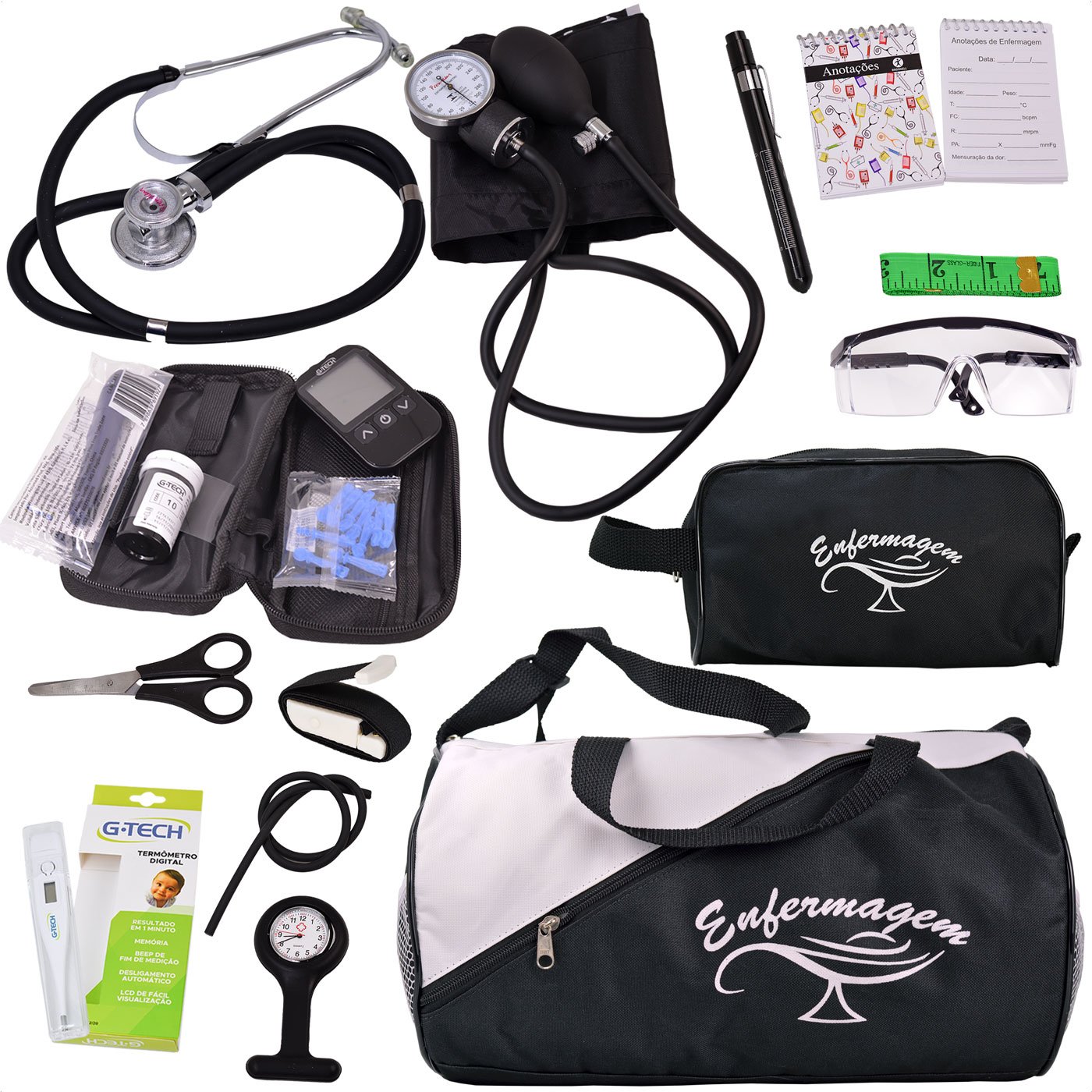 Kit Enfermagem Completo Com Kit Medidor De Glicose G-tech Premium, G ...