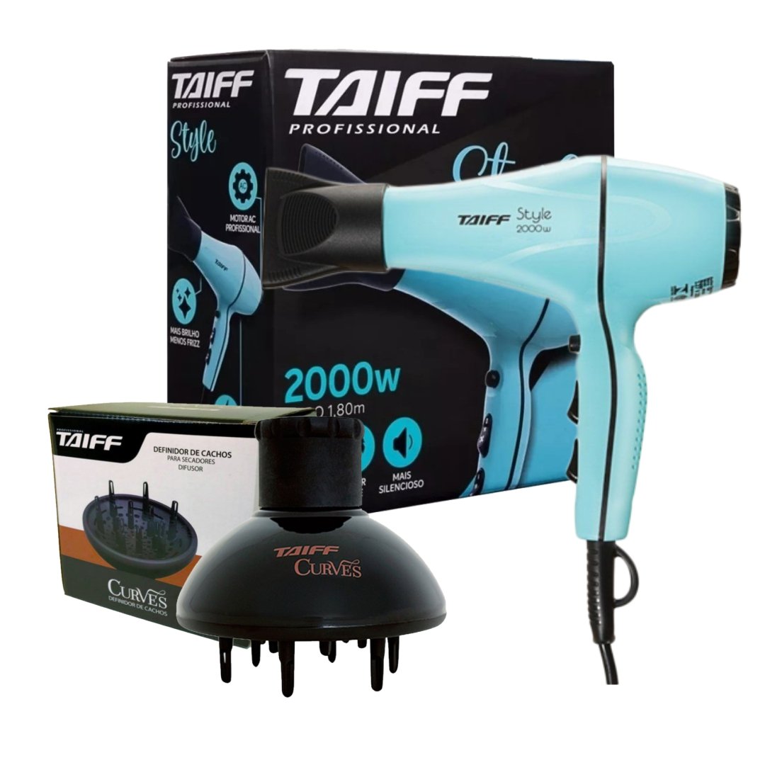 KIT TAIFF - SECADOR DE CABELO PROFISSIONAL STYLE AZUL 2000W TIFFANY ...