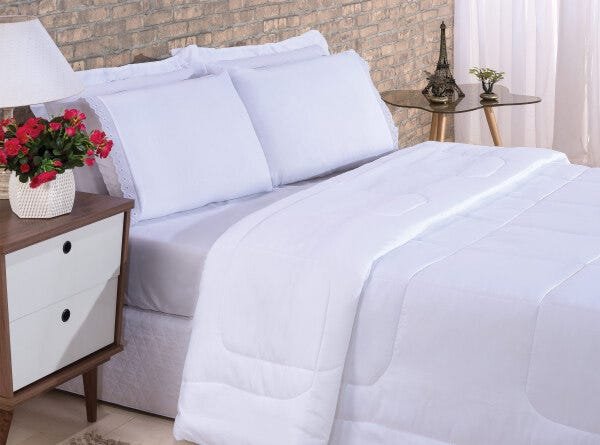 KIT CASAL ACONCHEGO QUEEN 6 PEÇAS:BRANCO | MadeiraMadeira