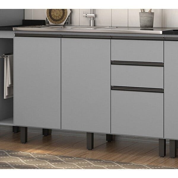 Balcão para Pia 120 cm Sem Tampo 100% MDF Belize C508 Cinza Henn ...