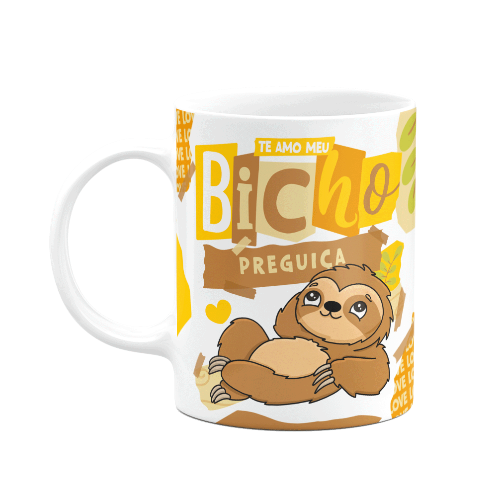 Caneca Divertida Namorados - Te Amo Meu Bicho Preguiça | MadeiraMadeira