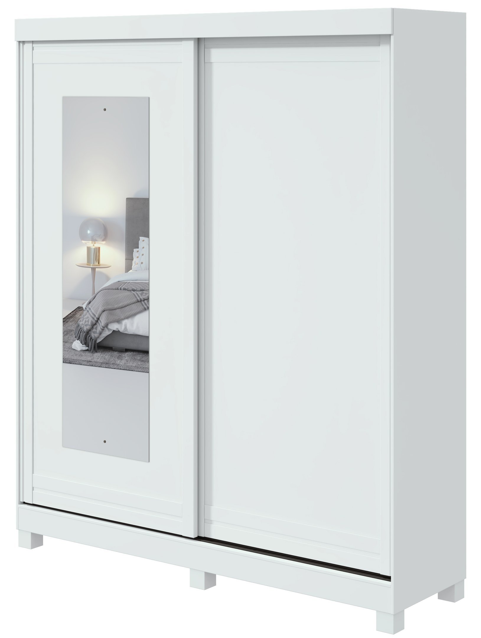 Guarda-Roupa Casal Lani 2P Desliz c/ Espelho e Pés Branco - Lopas ...