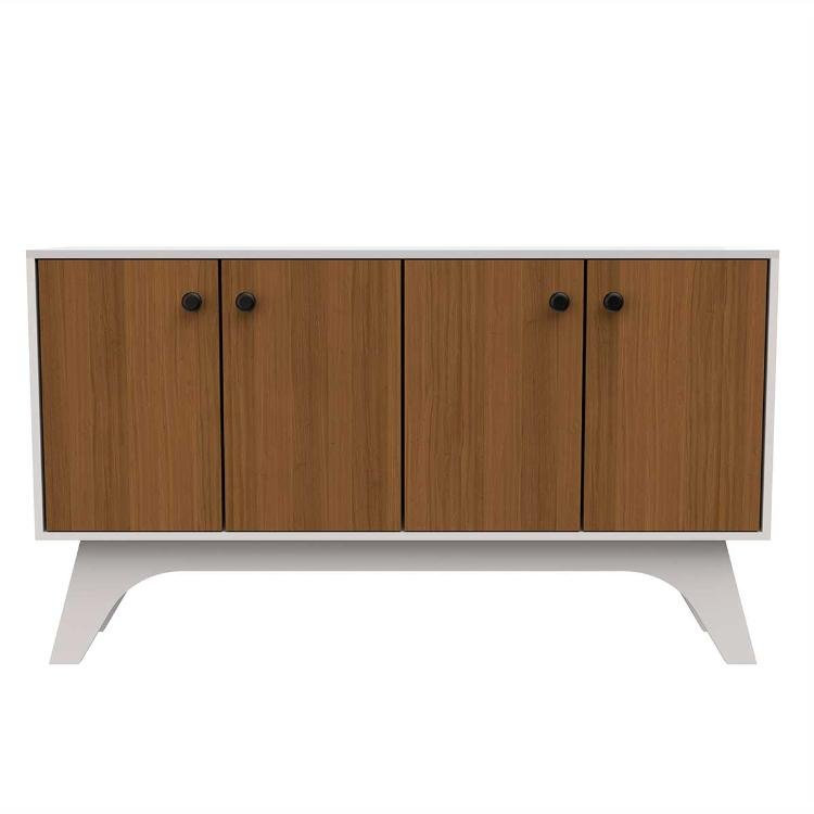 Balcão Buffet 4 Portas Livia MDF Cor Off White/Imbuia New Ceval ...