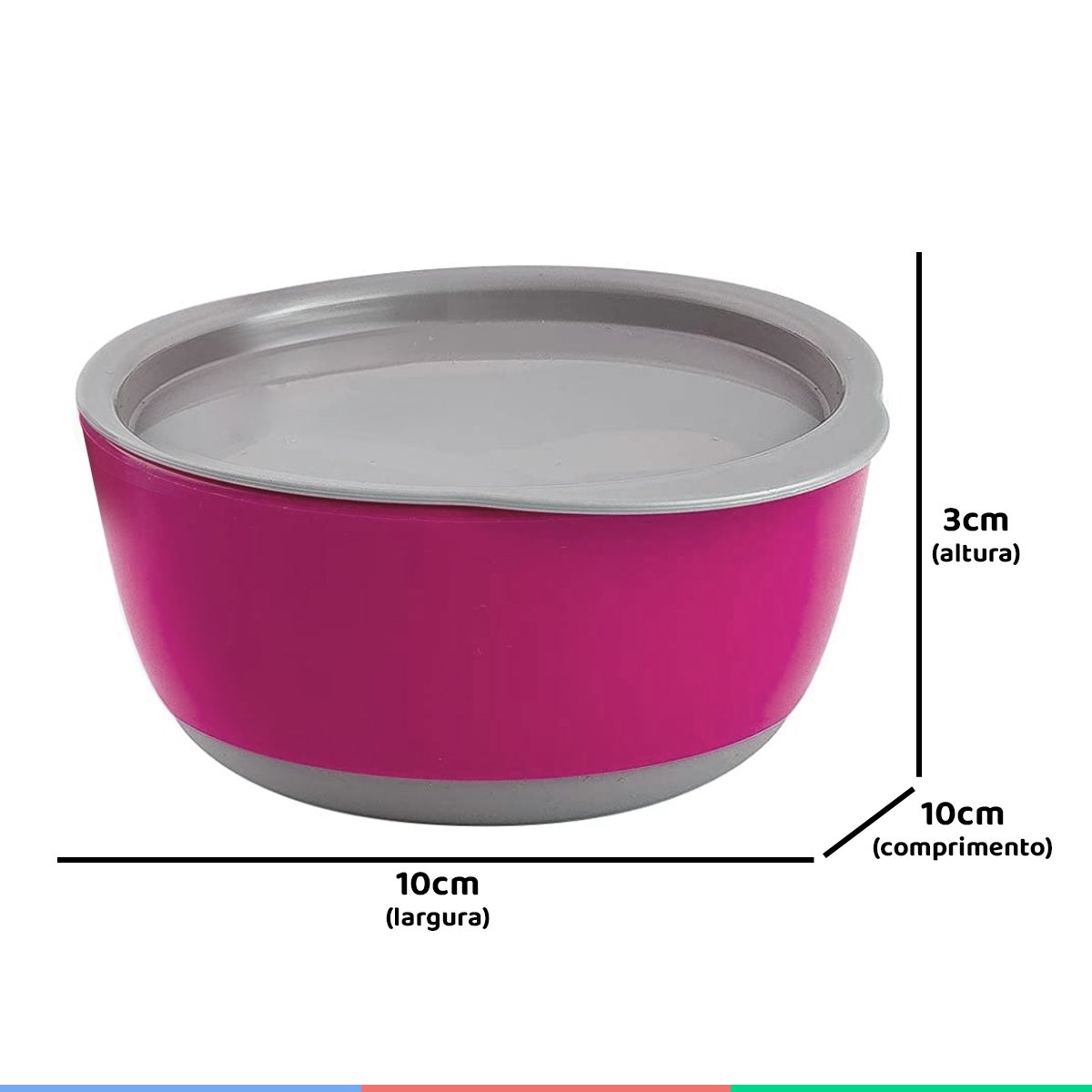 Tigelas Infantil Bebê Criança Com Tampa + Base Antiderrapante Colors ...
