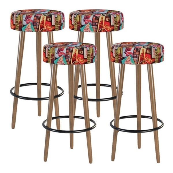 Kit 04 Bancos Banqueta Alta Londres Suede Retro | MadeiraMadeira