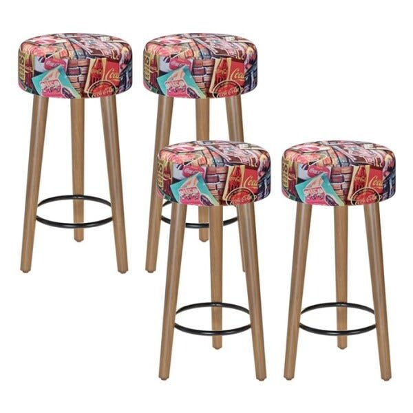 Kit 04 Bancos Banqueta Baixa Paris Suede Retro Salaone | MadeiraMadeira