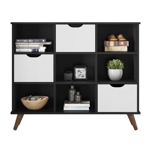 Nicho Organizador Retro Preto 03 Gavetas Branco Qmovi | MadeiraMadeira