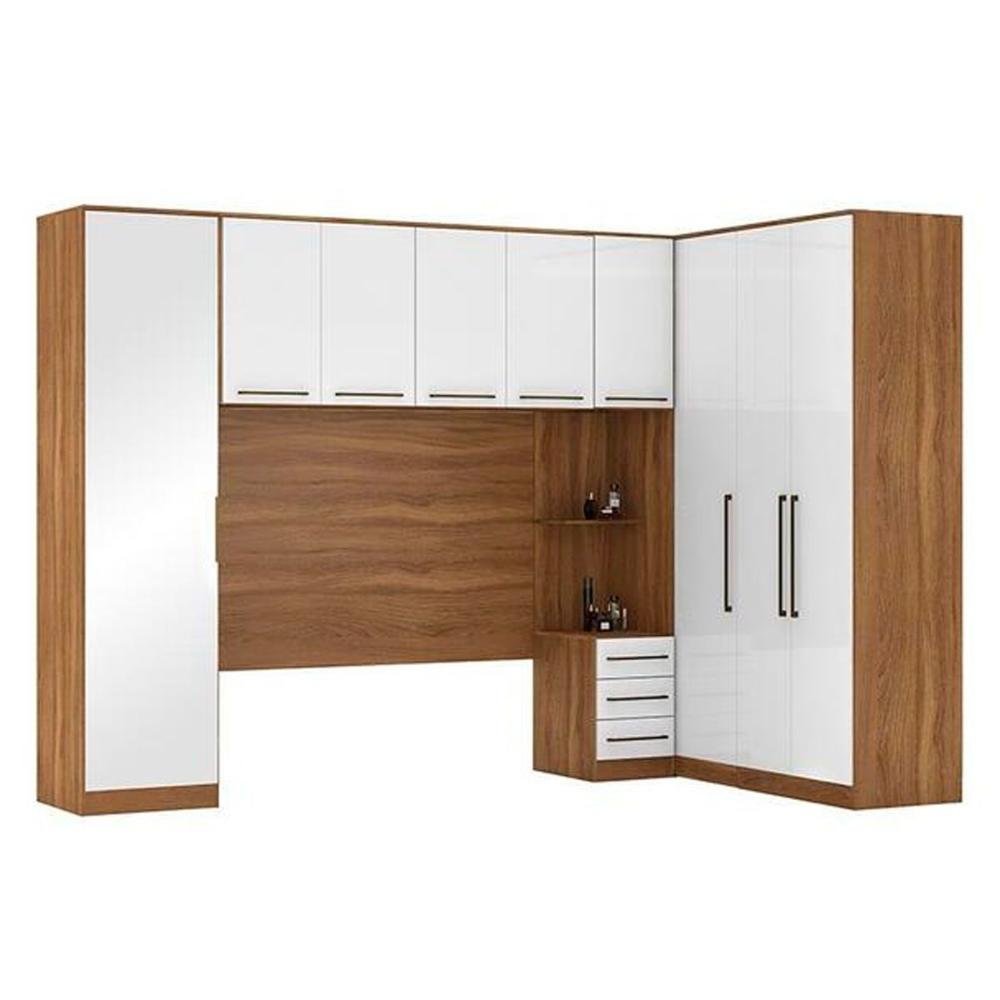 Quarto Casal Modulado Irlanda 6 Peças (3 Armários + 1 Ponte Aérea + 2 ...