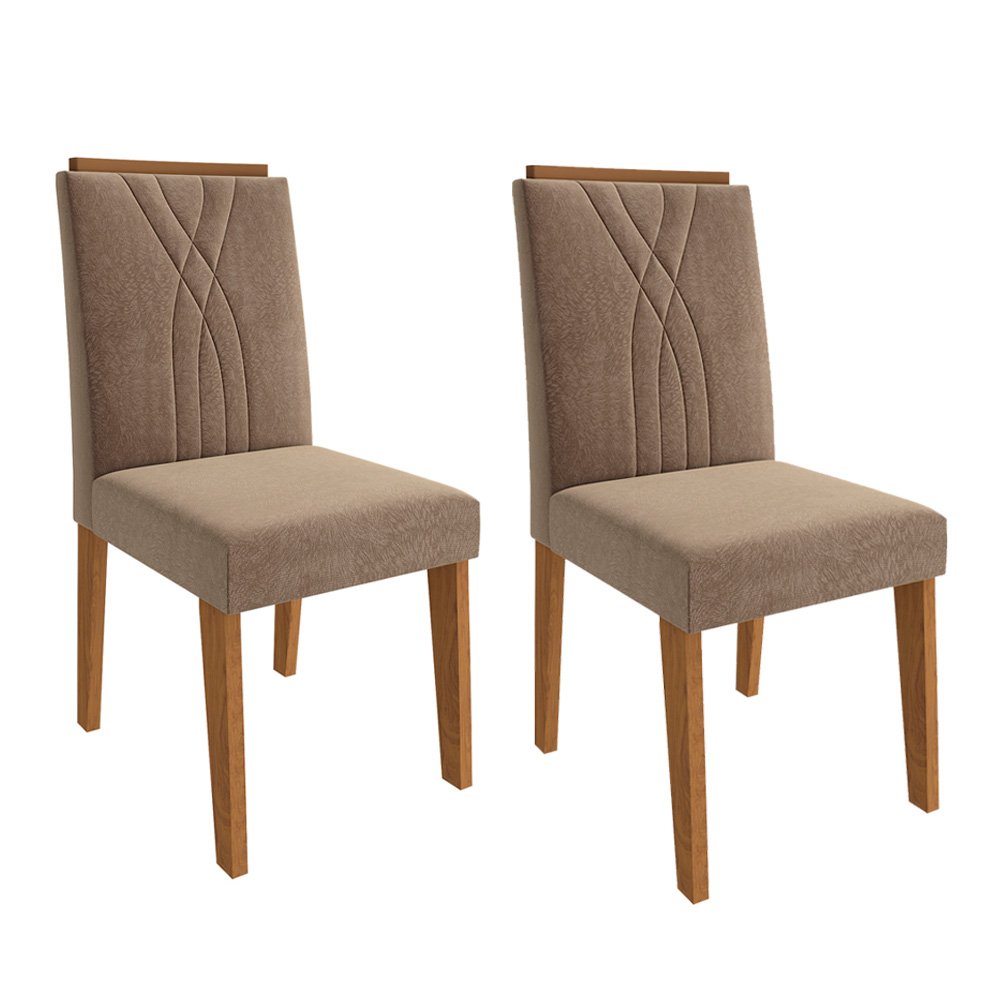 Conjunto Sala De Jantar Ágata 130X80 Tampo Em MDF/Vidro 4 Cadeiras Nicole Cimol Savana/Off White ...