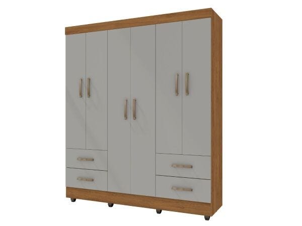 Guarda-Roupa Casal Honduras 6 Portas Freijó Concreto | MadeiraMadeira
