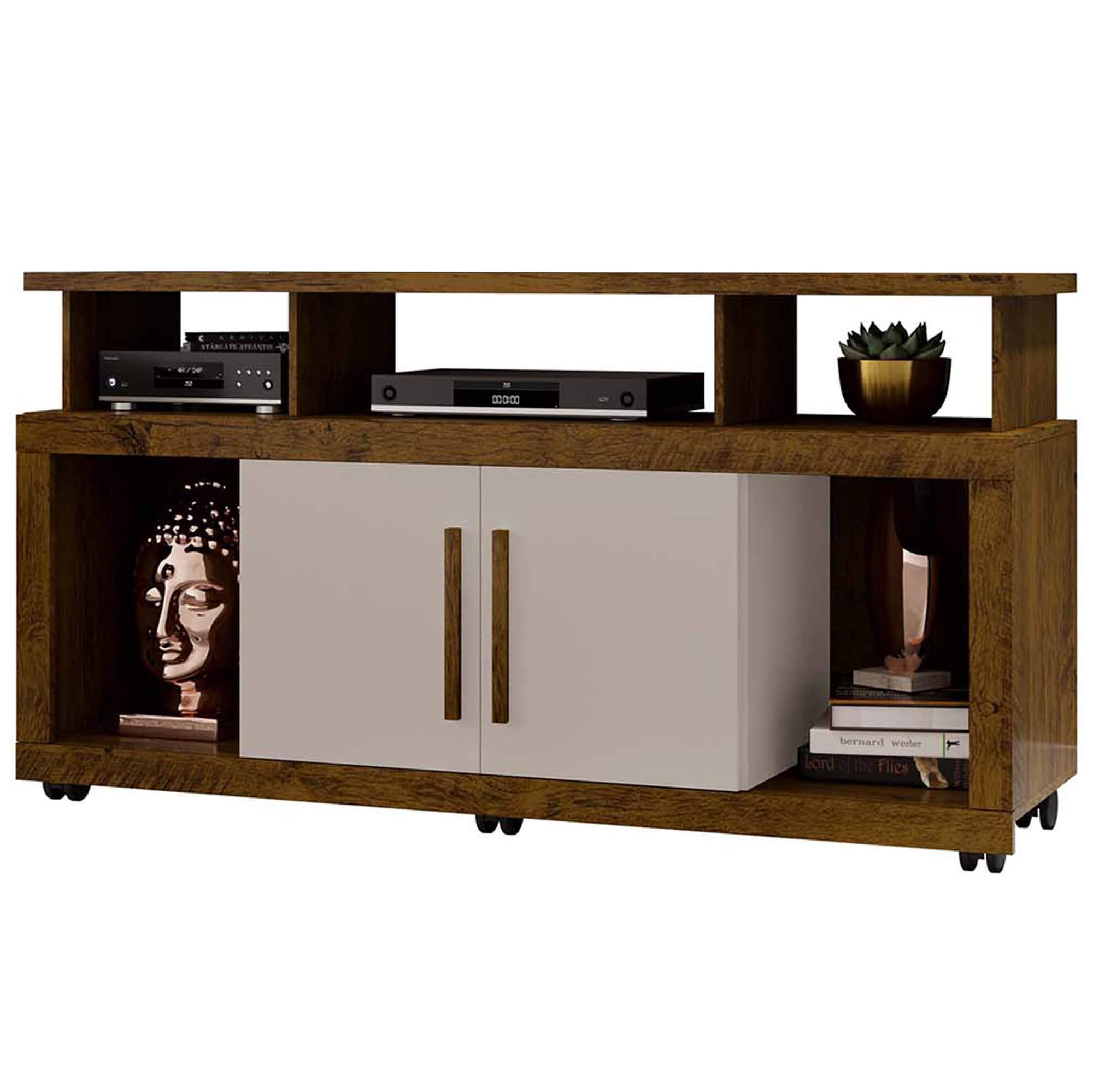 Rack para TV Star Borsari até 50 Polegadas 2 Portas Cor Canela Off ...