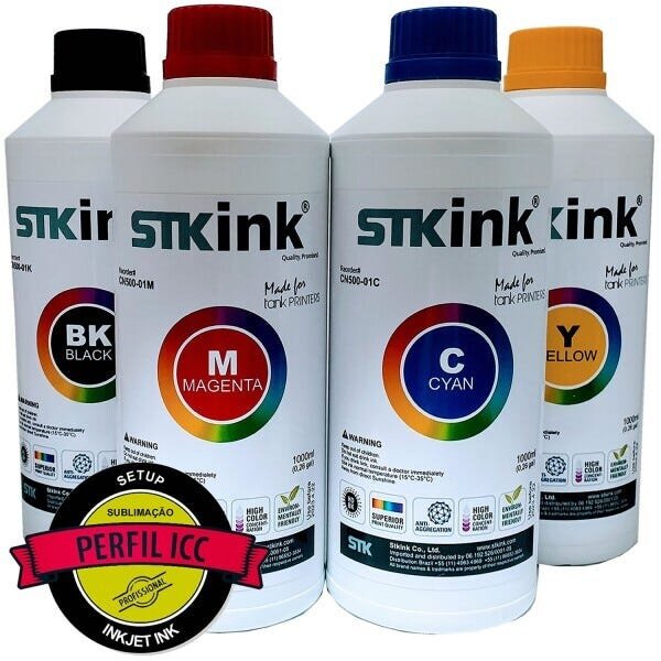 4 x 100ml Tinta Sublimática Digital STK Kit 4 Cores com perfil ICC ...