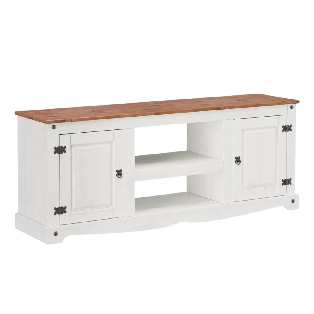 Rack Grande Branco 2 Portas Madeira Maciça | MadeiraMadeira