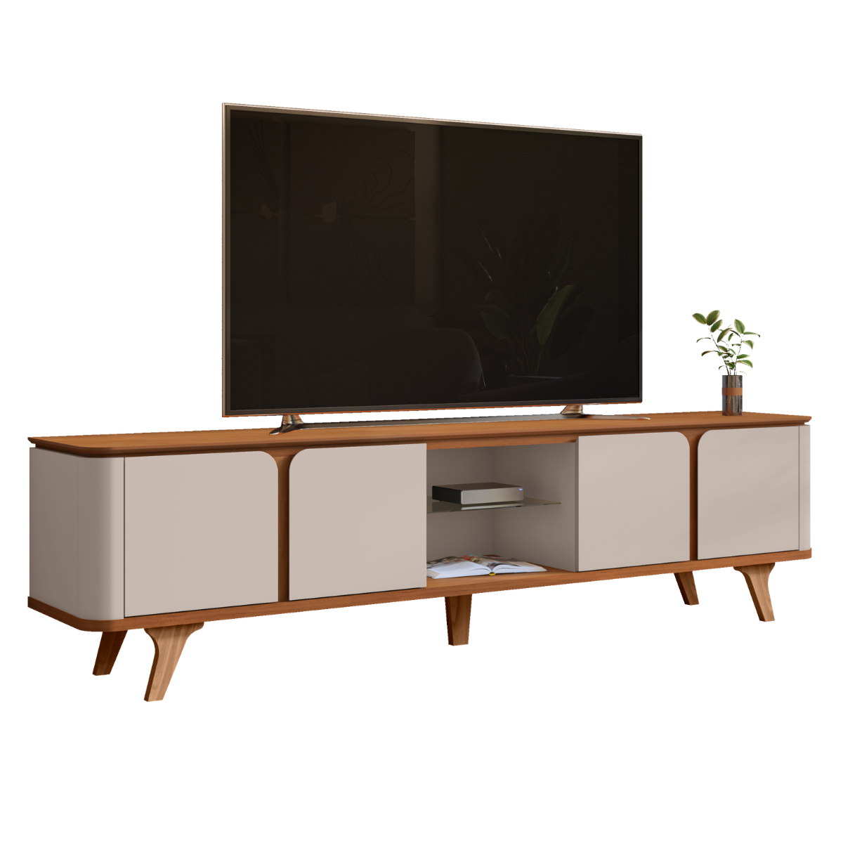 Rack Curvado para Tvs de 60 Polegadas Welch Cedro Off White ...