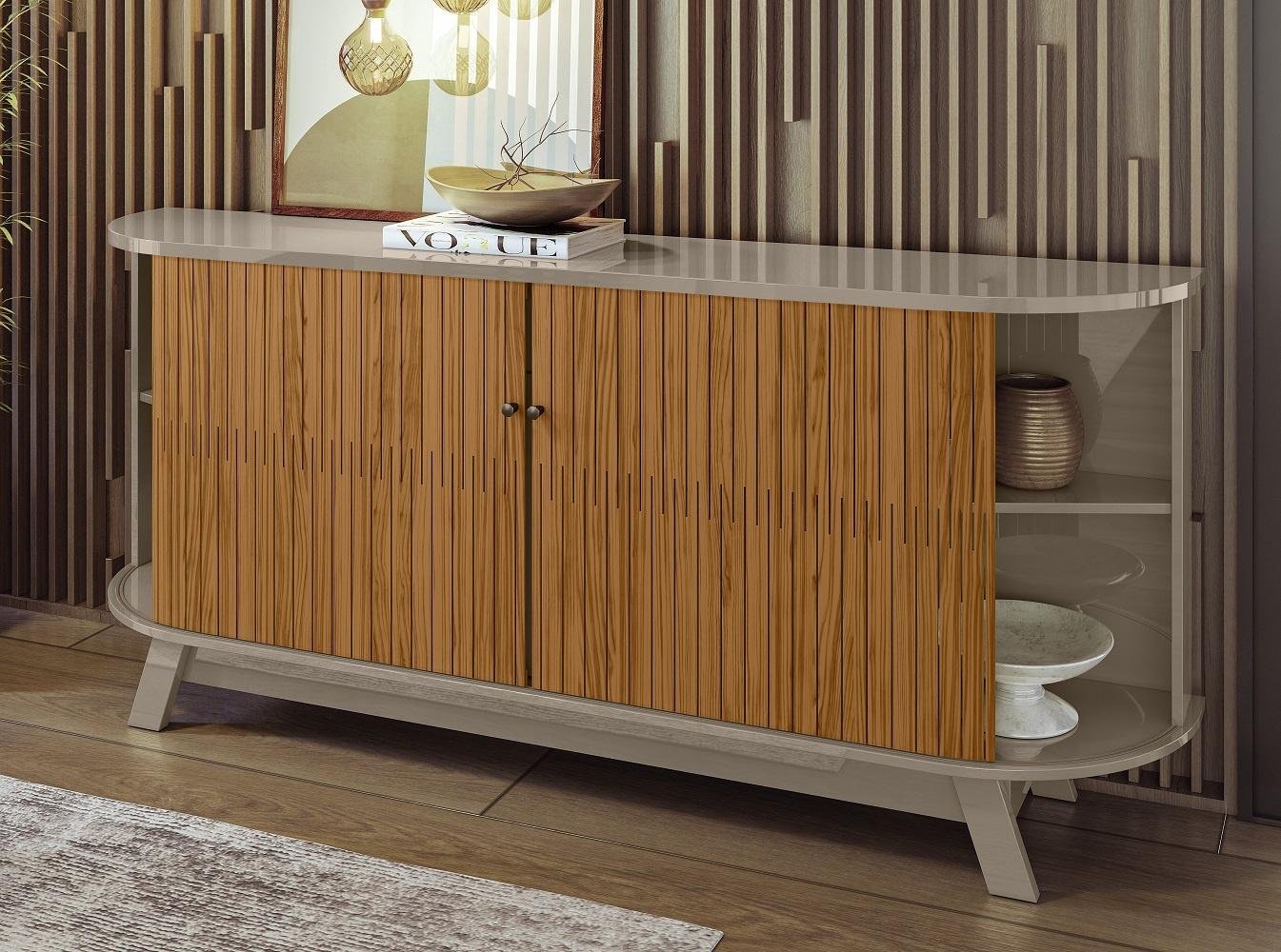 Buffet Mônaco Tampo e Base Curvos Fen-di Naturale Madetec | MadeiraMadeira