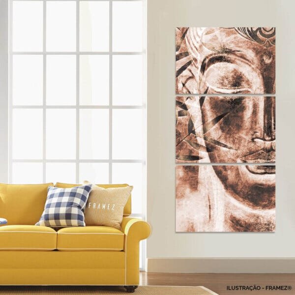 Quadro Buda em Arte Efeito Bronze Vertical Para Corredor Hall ...