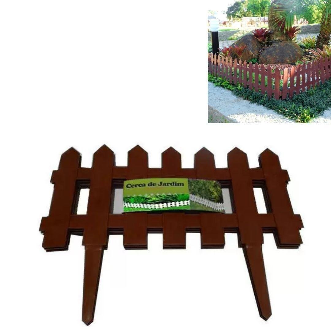 Cerca Decorativa, Para Jardim, De Plástico, Marrom, 3 Unds, 19X40Cm Kit ...