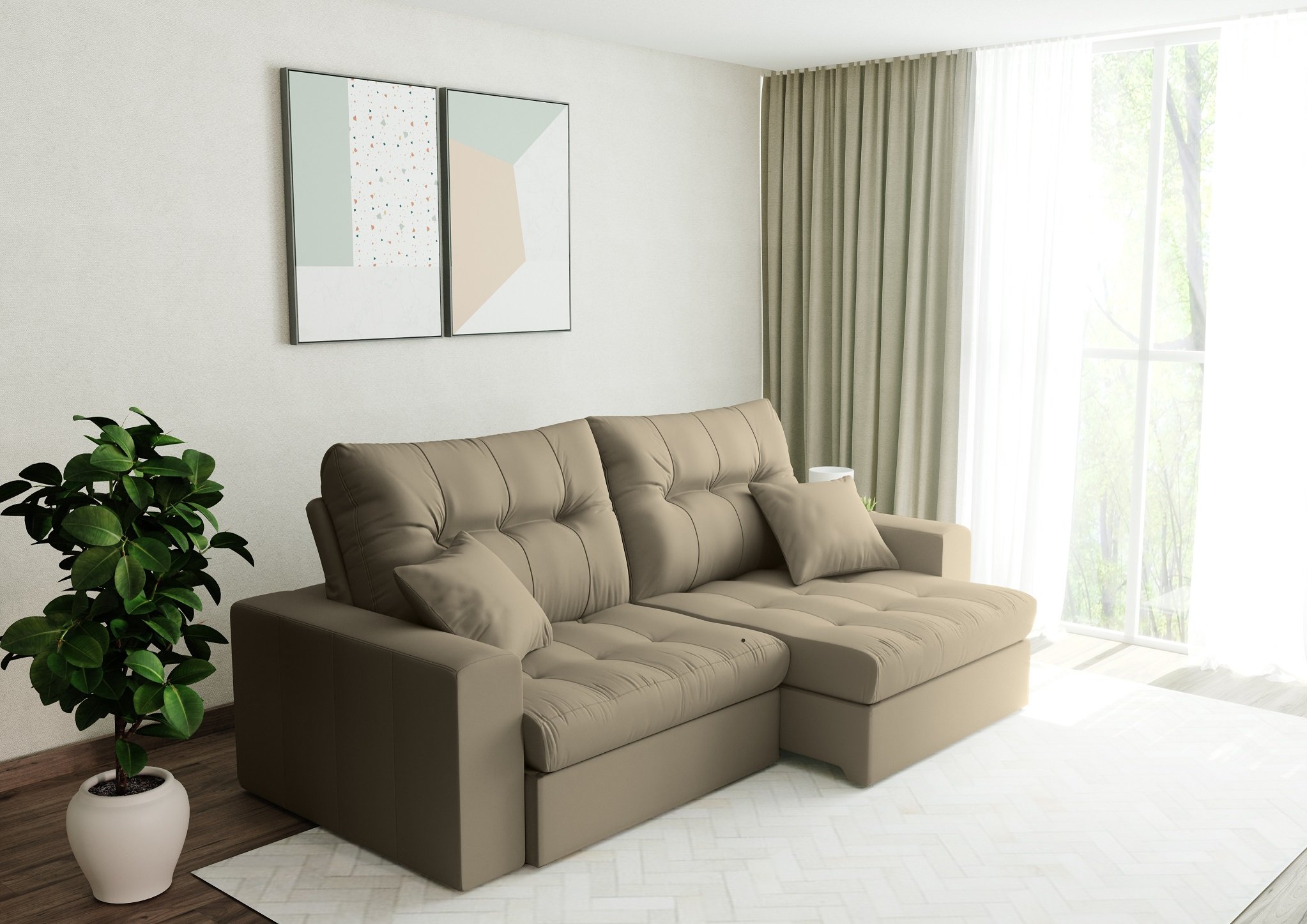 Sofá Retrátil e Reclinável 2,10m Com 2 Lugares Estrutura Reforçada Em ...