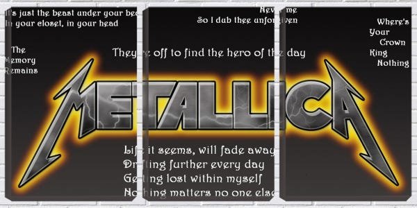 Quadro canvas 80x140 metallica neon fundo preto | MadeiraMadeira