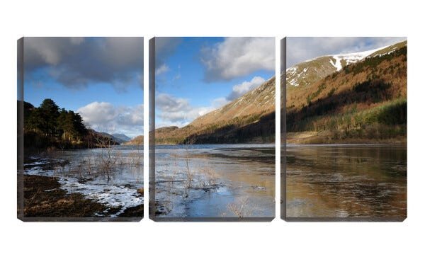 Quadro canvas 30x66 lago gelado e montanha | MadeiraMadeira