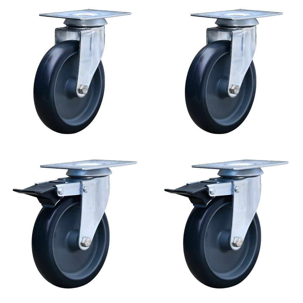 Kit c/ 4 Rodízios 2 Com 2 s/ Trava Giratória PVC 100mm Colson | MadeiraMadeira