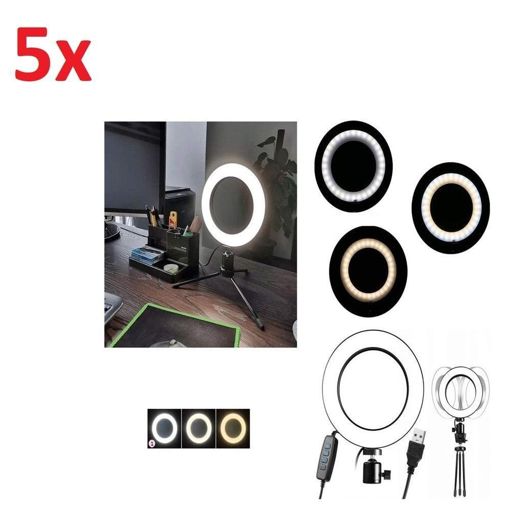 KIT LUZ RING LIGHT 5 UNIDADES ILUMINADOR 16 CM TRIPE AJUSTAVEL LED DE MESA PROFISSIONAL MAKE ...